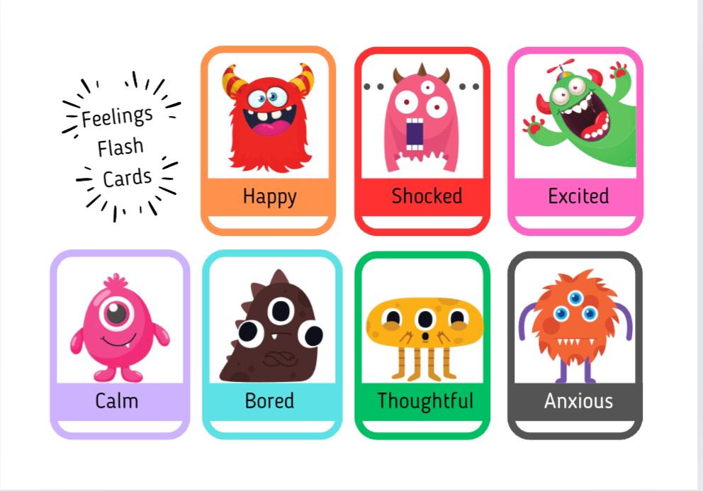 Printable Emotion Flashcards, Nursery Rhymes Monsters Cards, Feelings ...