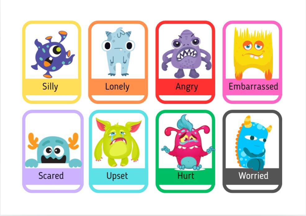 Printable Emotion Flashcards, Nursery Rhymes Monsters Cards, Feelings ...