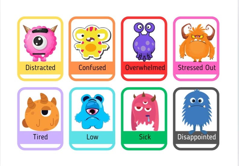 Printable Emotion Flashcards, Nursery Rhymes Monsters Cards, Feelings Learning Tool for Kids ...