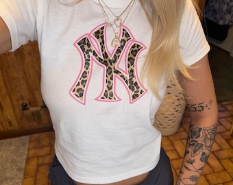 New York Yankees Leopard Print Shirt, Pink NYC Cheetah Print Graphic ...