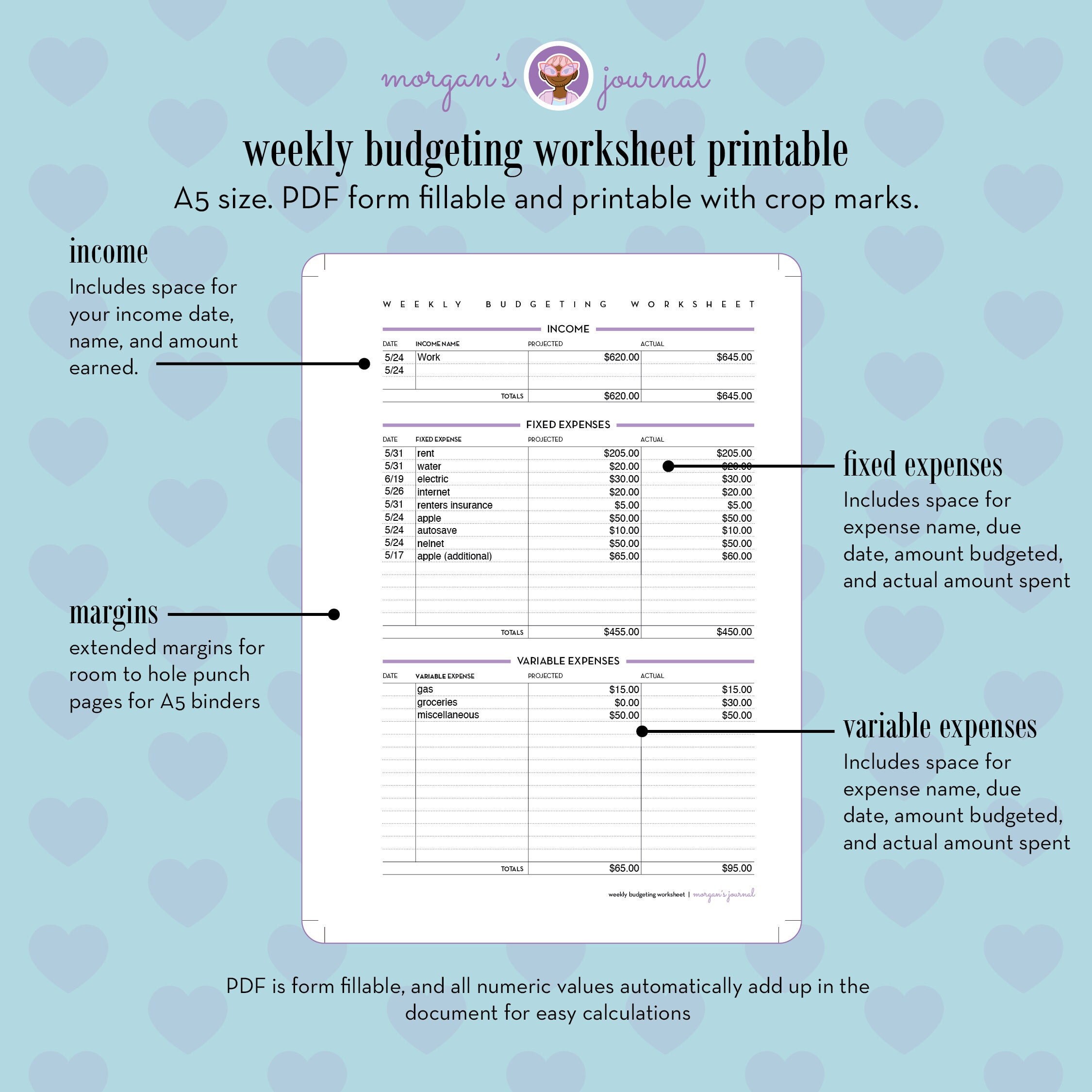 A5 Digital Budgeting Worksheet for Cash Stuffing / Cash Budgeting - Etsy