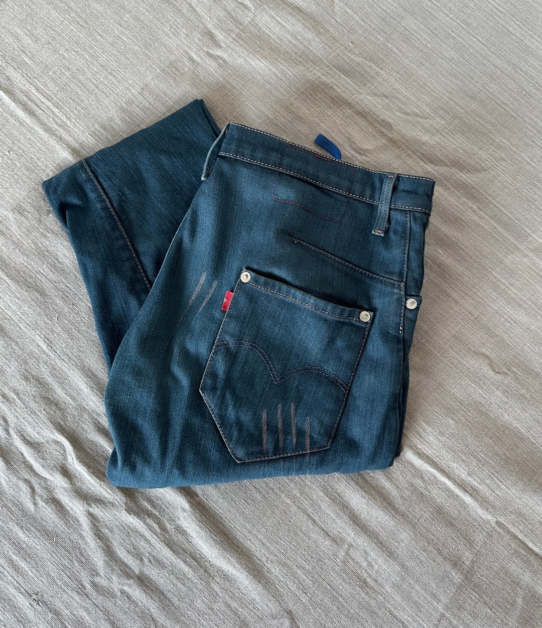 Levis RED Nail Scars Garment Dyed Black Vintage 3D Bootcut Denim From ...