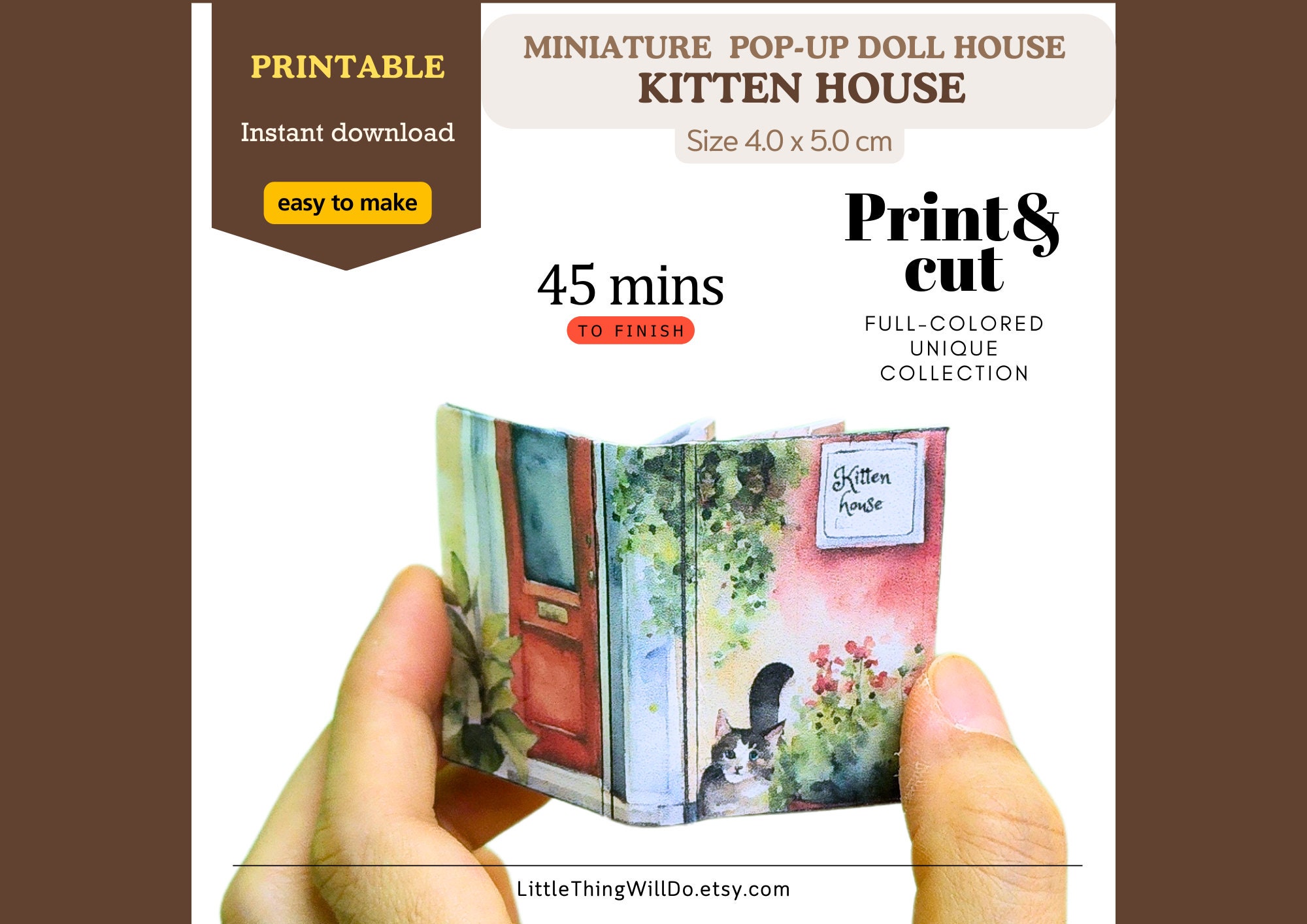 Kitten House Miniature Pop-up Book Diy/digital /adult Activity/vintage ...