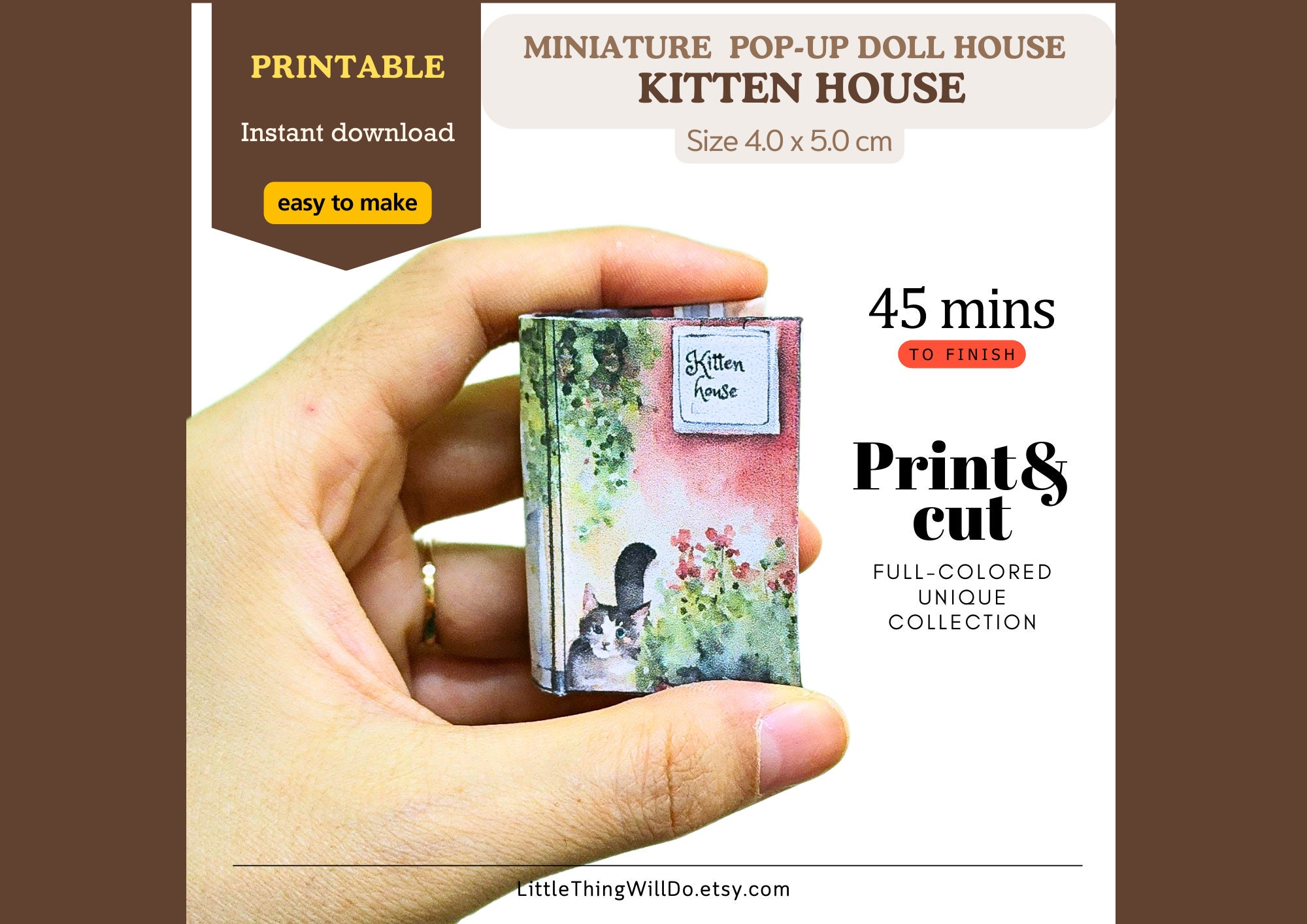Kitten House Miniature Pop-up Book Diy/digital /adult Activity/vintage ...