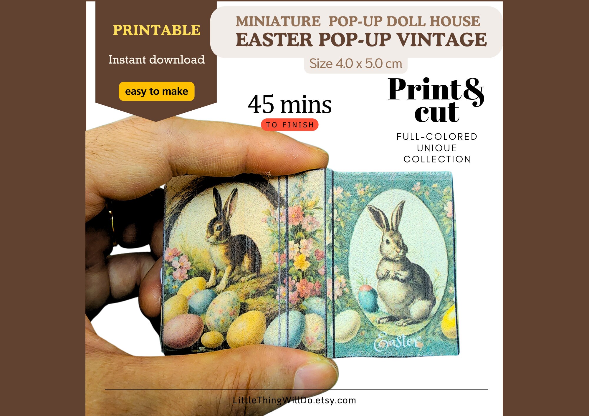 EASTER Pop-up Book Vintage Miniature Book/dollhouse/printable 3D DIY ...