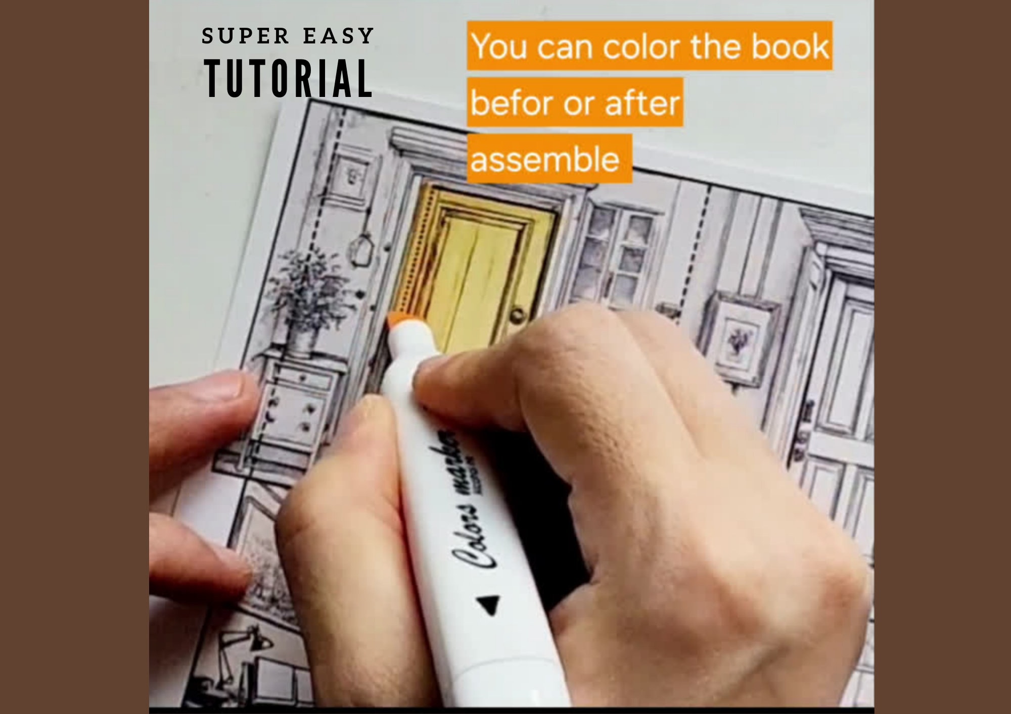 Coloring Vintage Miniature Paper Pop-up Doll House Book Printable 3D ...