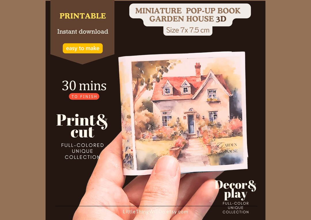 Garden House Vintage Unique Style Mini Pop-up Book Easy DIY Papercraft ...