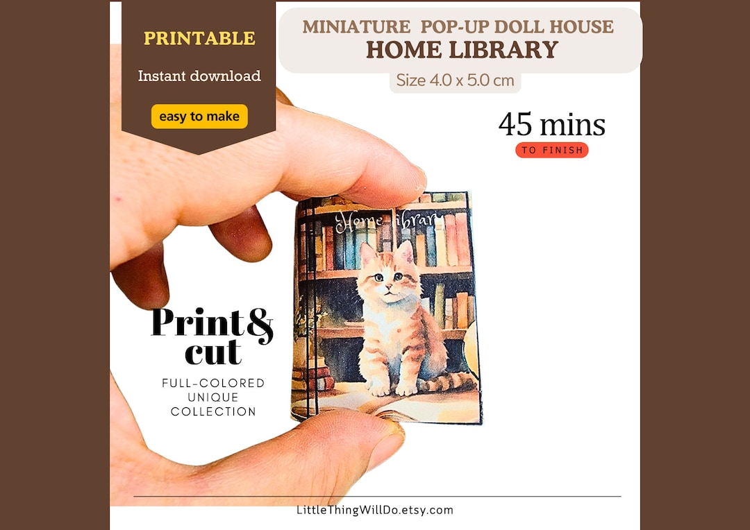 Home Library Pop-up Book Miniature Vintage Doll House Handmade ...