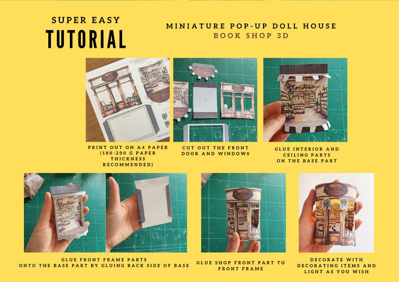 Miniature Book Shop Dollhouse: 3D Paper Model (printable Template) - Etsy