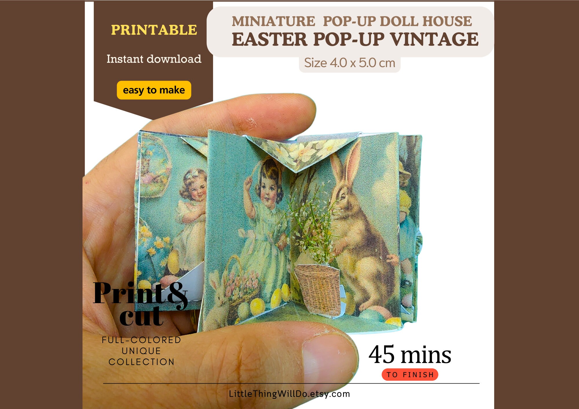 EASTER Pop-up Book Vintage Miniature Book/dollhouse/printable 3D DIY ...