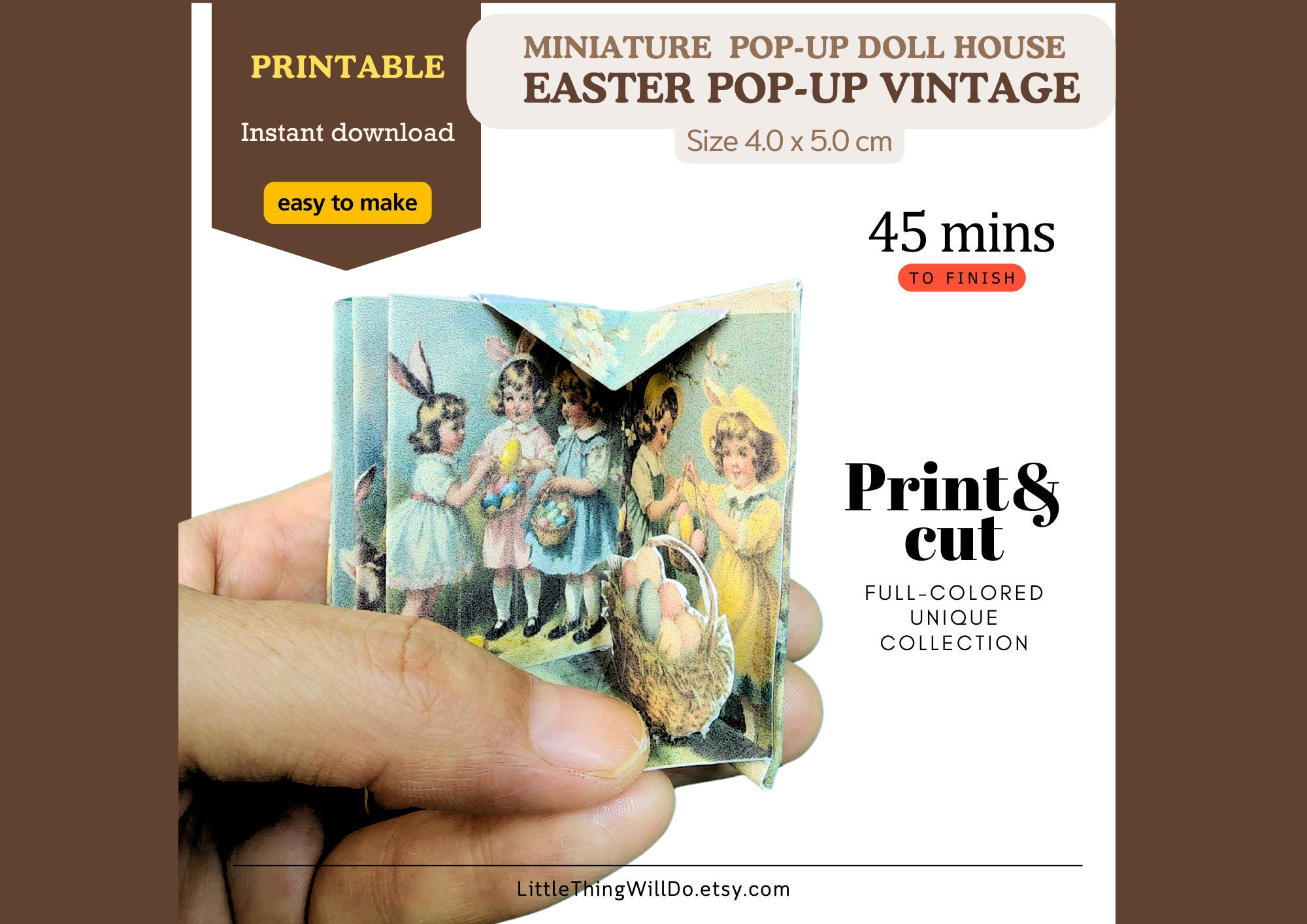 EASTER Pop-up Book Vintage Miniature Book/dollhouse/printable 3D DIY ...