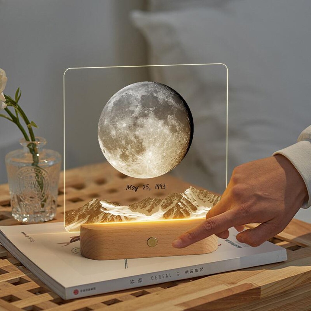 Custom Moon Phase Lamp, Personalized Moon Night Light, Anniversary Gift ...