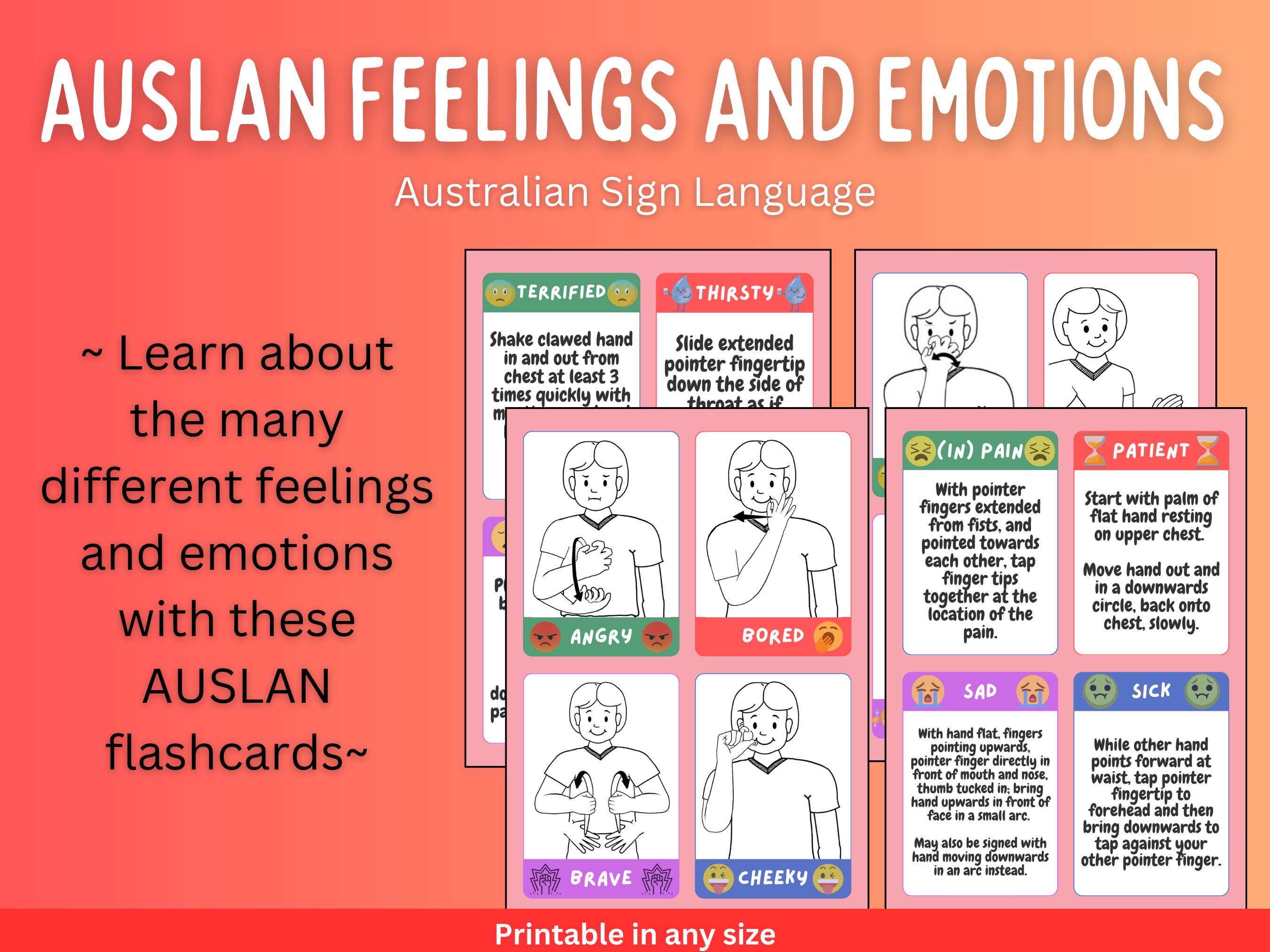 Early Learning AUSLAN Emotions and Feelings Flashcards for Non-verbal ...