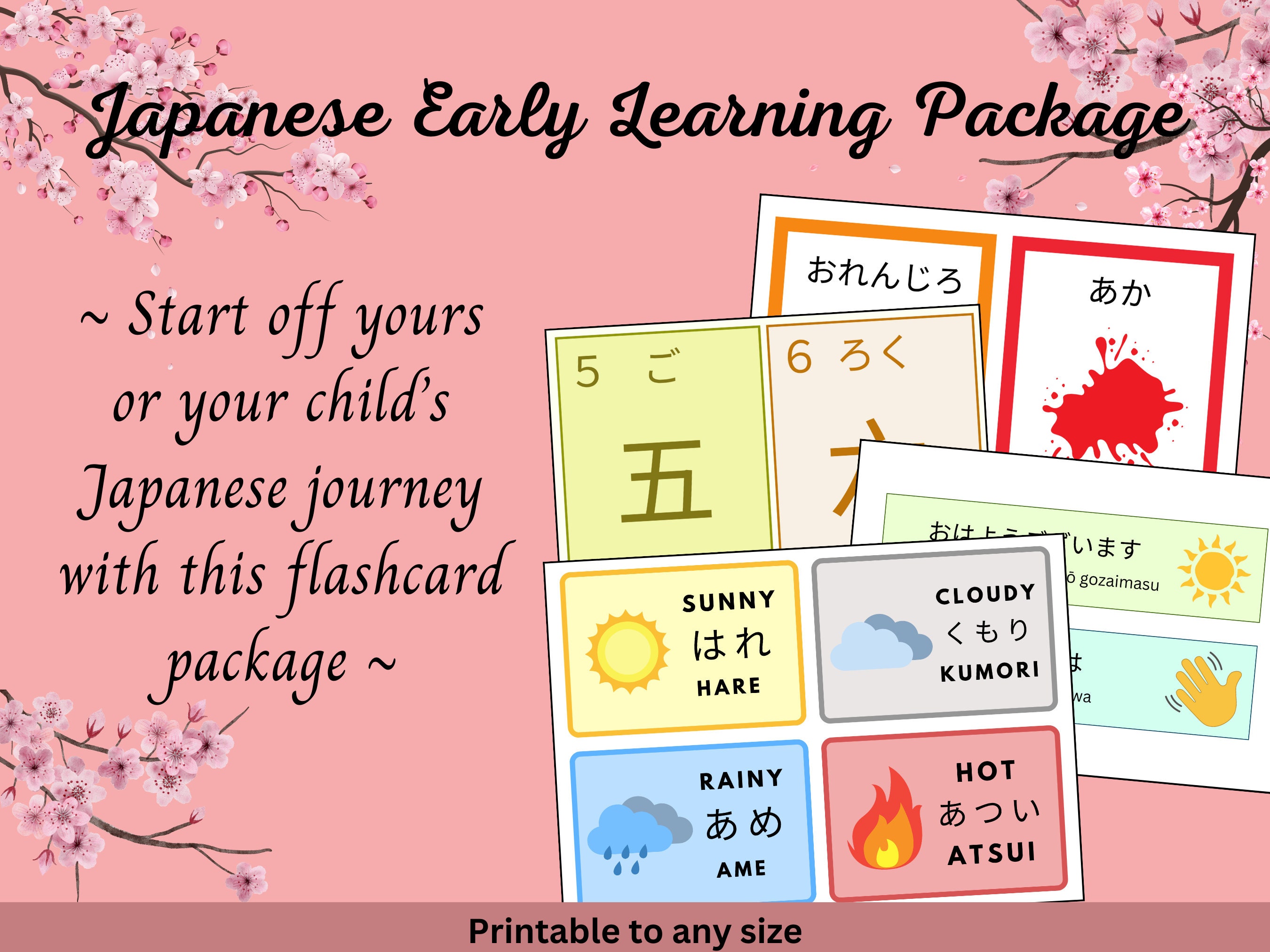 Japanese Early Learning Flashcard Package - Etsy