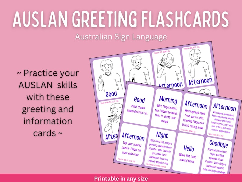 Early Learning AUSLAN Greeting Flashcards for Verbal & Non Verbal ...