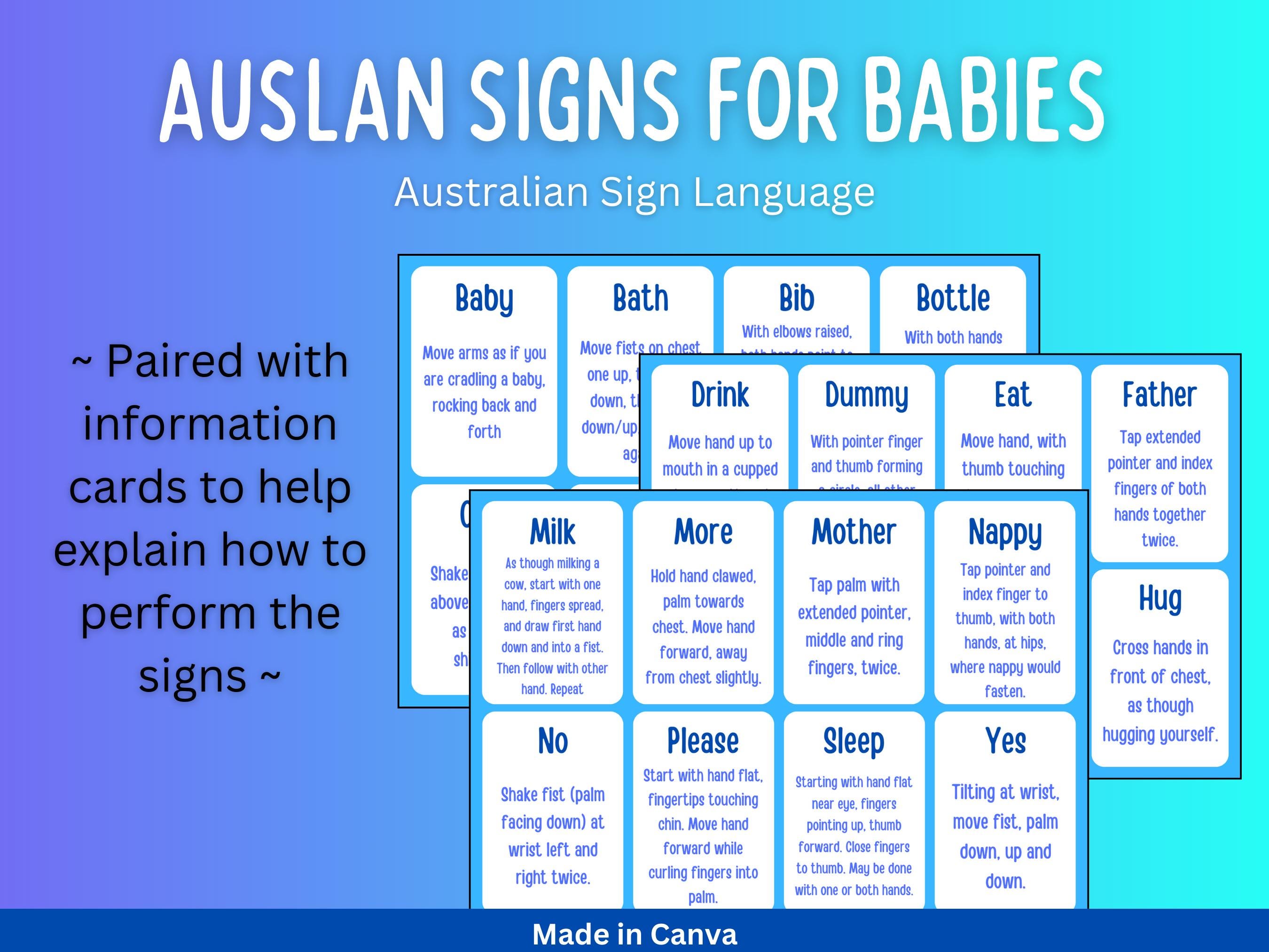 AUSLAN Flashcards for Babies and Non-verbal Children - Etsy Australia