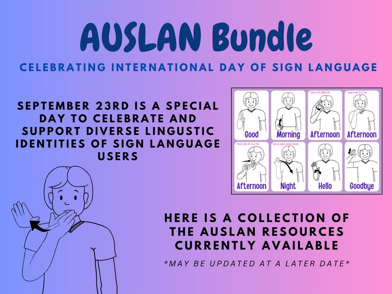 AUSLAN Bundle for International Day of Sign Languages - Etsy Australia