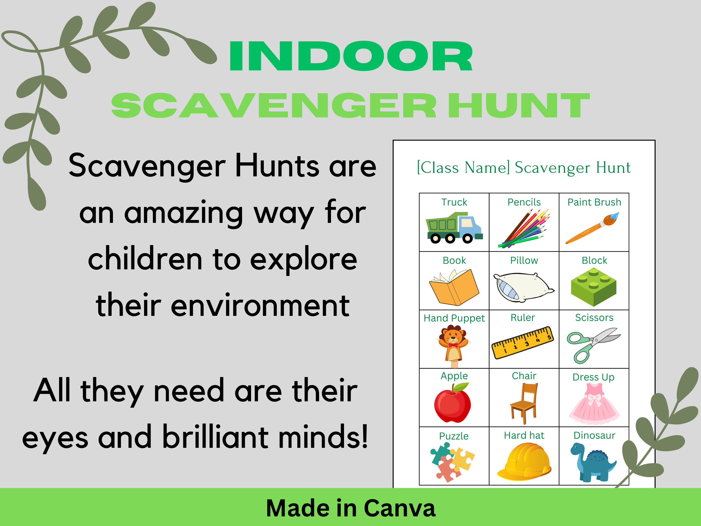 Early Childhood/preschool Indoor & Outdoor Scavenger Hunt Worksheets - Etsy