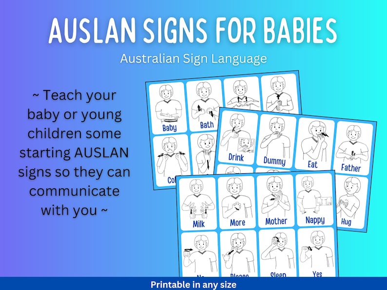 AUSLAN Flashcards for Babies and Non-verbal Children - Etsy
