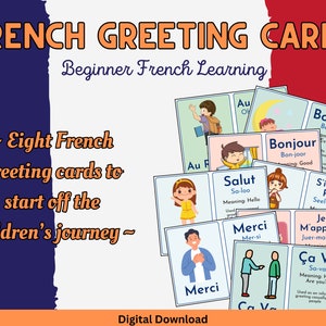 Preschool & Early Learning Beginner French Greeting Flashcards - Etsy