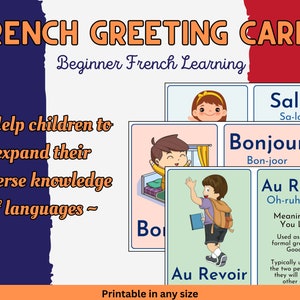 Preschool & Early Learning Beginner French Greeting Flashcards - Etsy