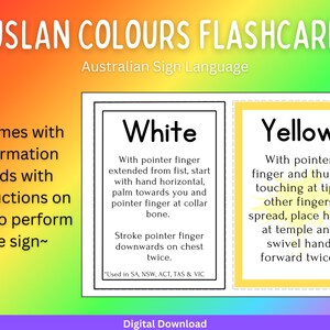 Early Learning AUSLAN Colours Flashcard Pack - Etsy