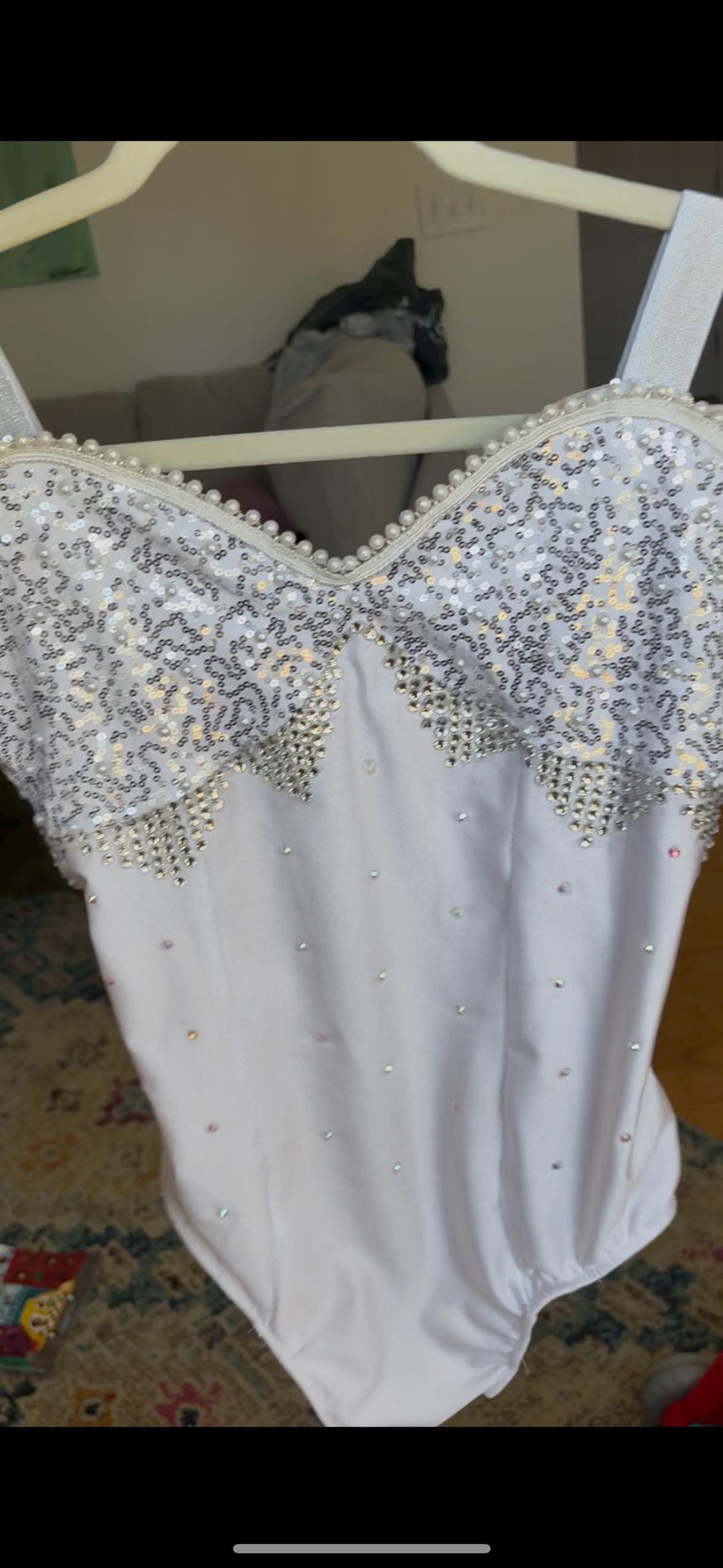 Vintage Showgirl Inspired Circus Leo White With Silver Sparkle Accents ...
