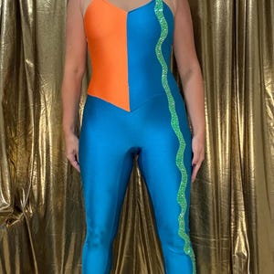 Neon Color Block Unitard: Aerial Dance, Circus Arts, Rhinestone Detail ...