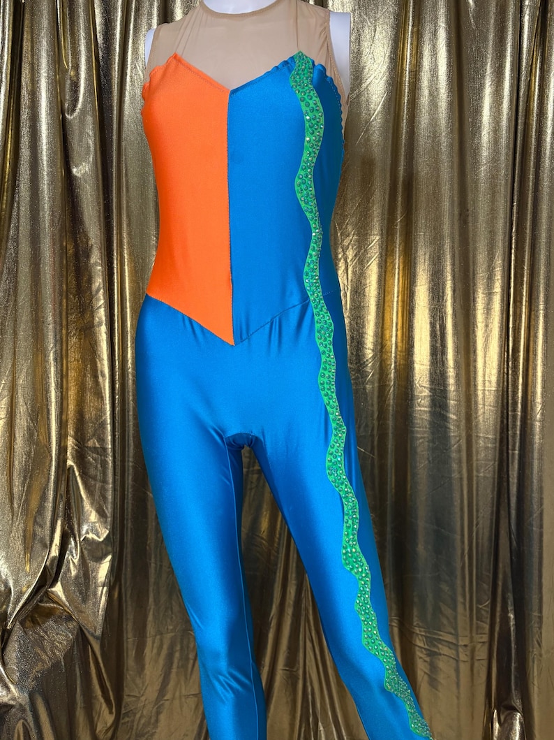 Neon Color Block Unitard: Aerial Dance, Circus Arts, Rhinestone Detail ...