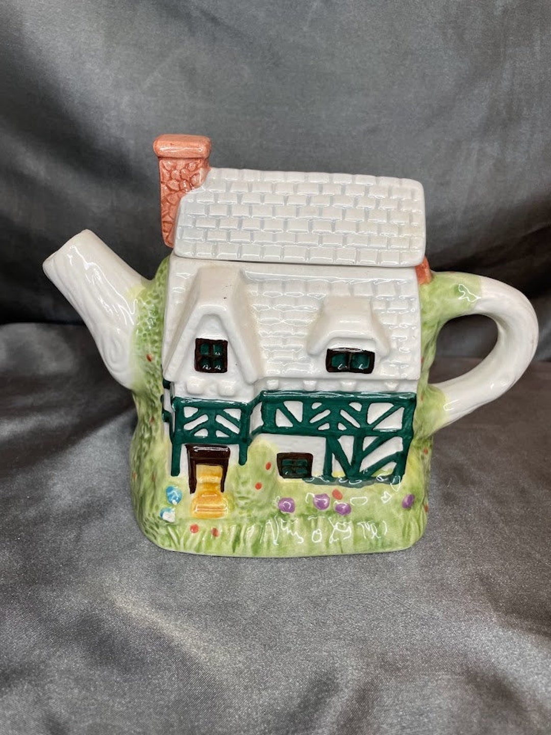 Vintage Ceramic Cottage Tea Pot Kettle Pottery Porcelain House - Etsy