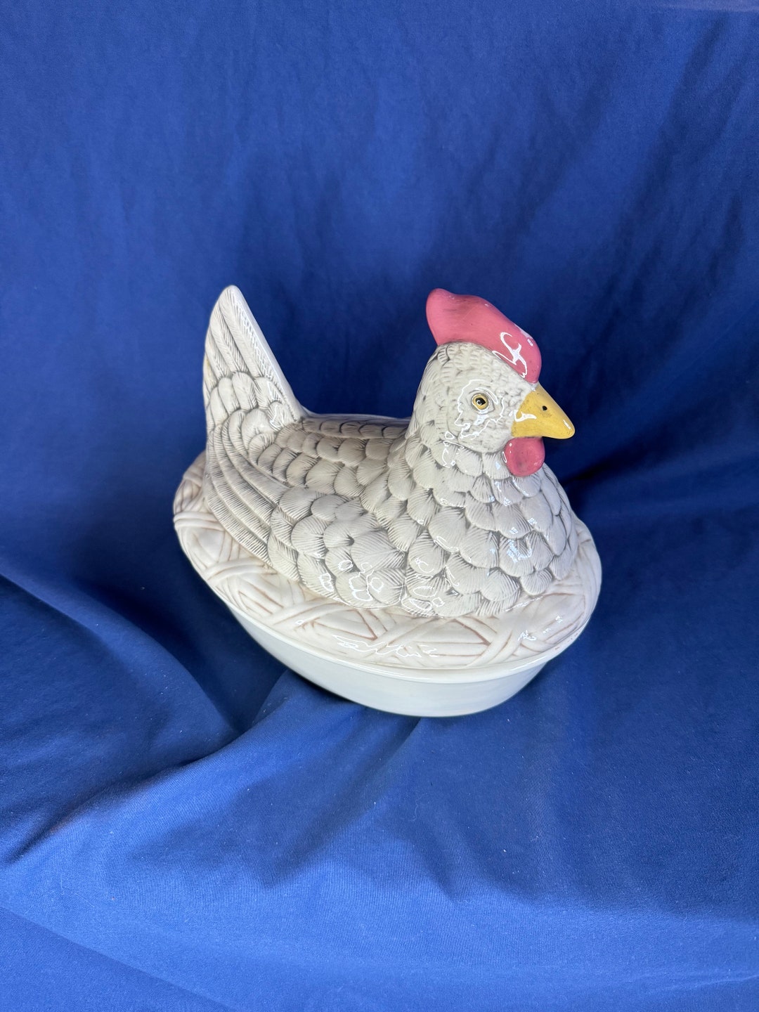 Vintage Large Ceramic Hen Bowl, Lidded Dish Farmhouse, French Country ...