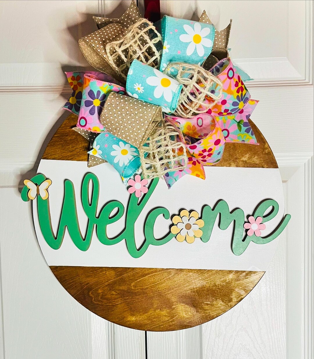 Welcome Spring Flower Door Hanger - Etsy