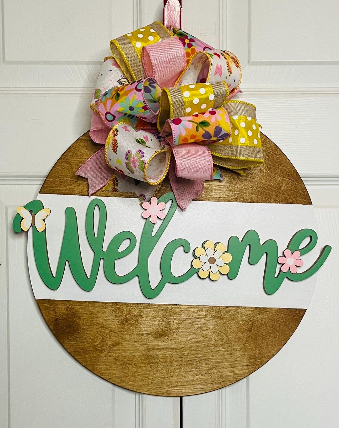 Welcome Spring Flower Door Hanger - Etsy