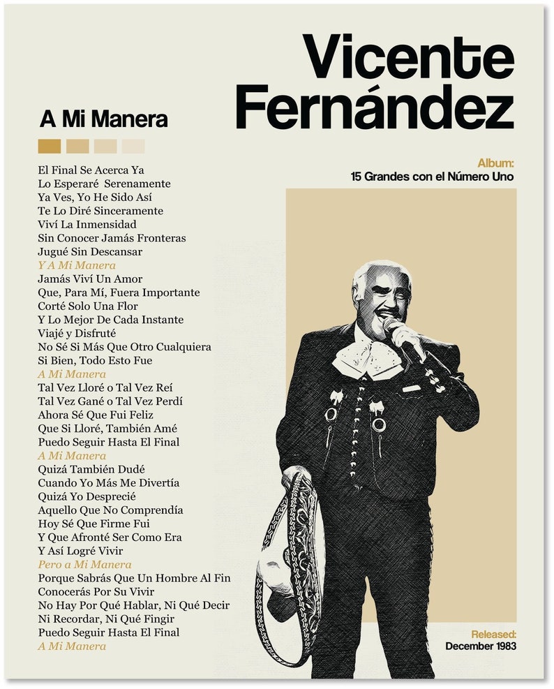 Vicente Fernandez - A Mi Manera Poster - Etsy