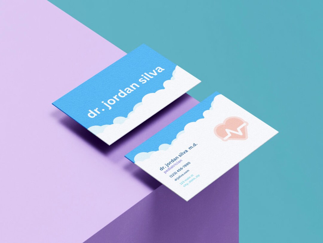 Pediatric Doctor Canva Business Card Template: Pastel Design for ...