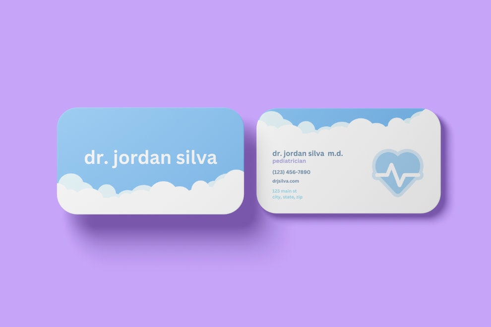 Pediatric Doctor Canva Business Card Template: Pastel Design for ...