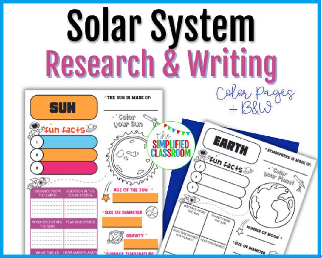 Solar System Research and Writing Activity Set Printable Science ...