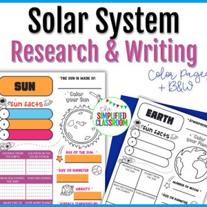 Solar System Research and Writing Activity Set - Etsy