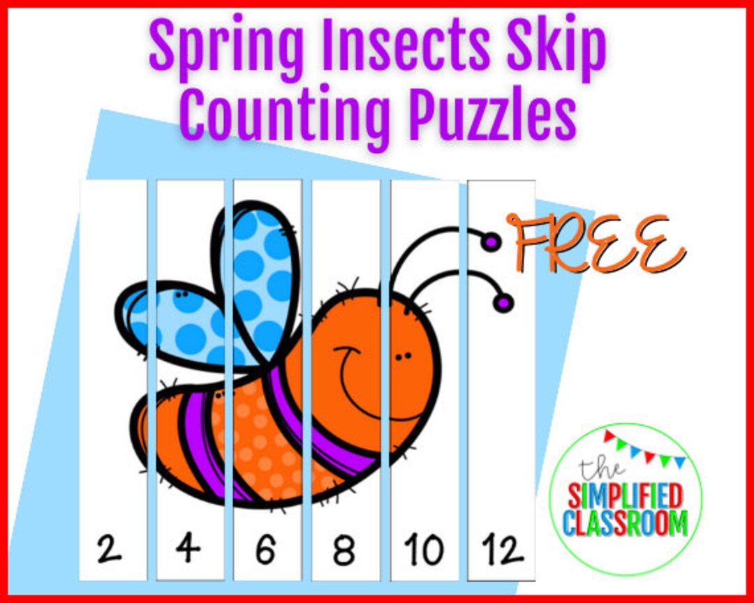 FREE Spring Insects Skip Counting Puzzles for First Grade - Etsy