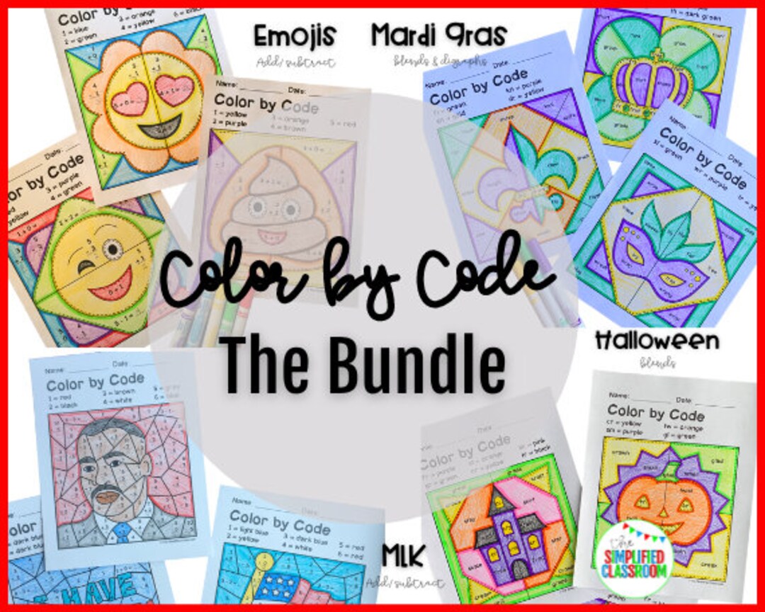 MEGA BUNDLE of Color by Code Activities Addition Subtraction Blends and ...