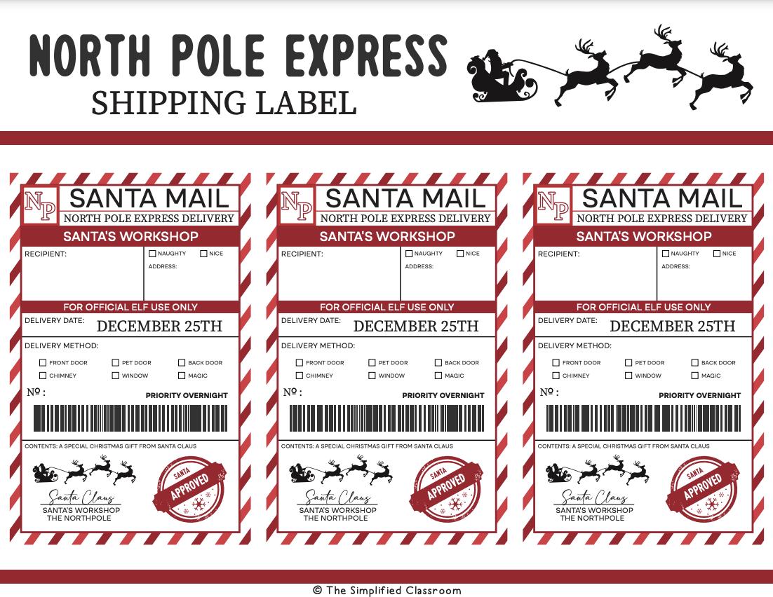 North Pole Shipping Labels and Stamps - Etsy