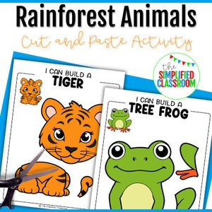 Rainforest Animals Cut and Paste Craft Activity - Etsy