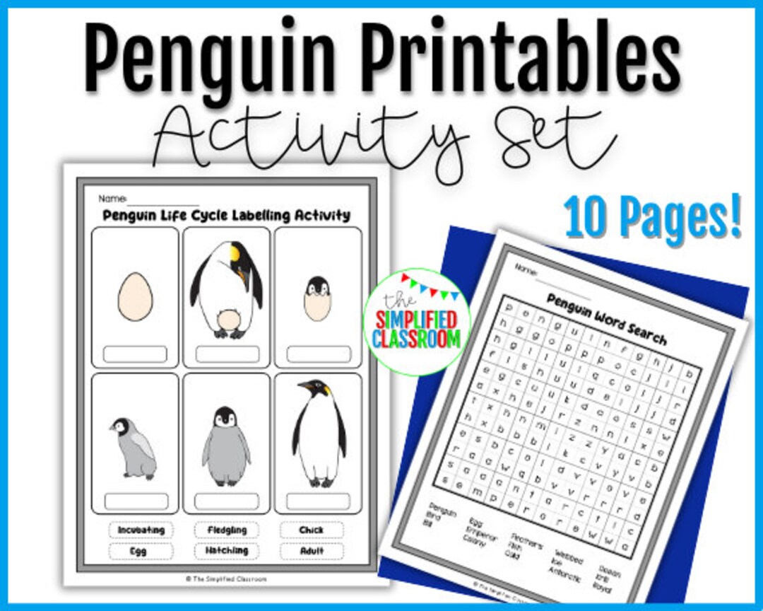 Penguin Printables Activity Set Worksheets Printable Digital Download ...