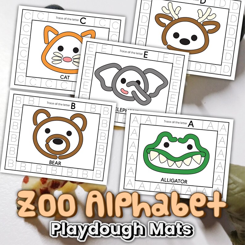Zoo Animal Alphabet Play Dough Mats - Etsy