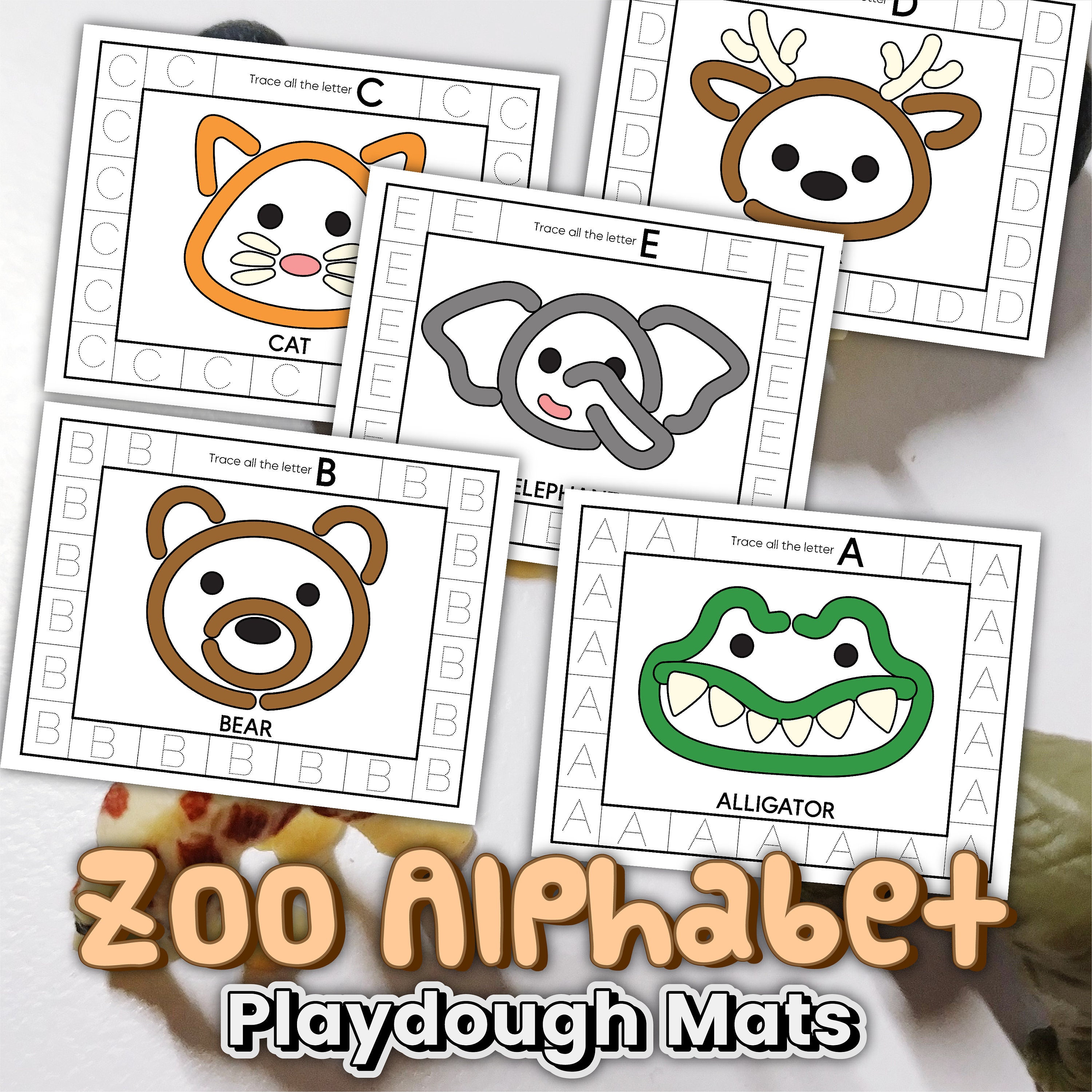 Zoo Animal Alphabet Play Dough Mats - Etsy