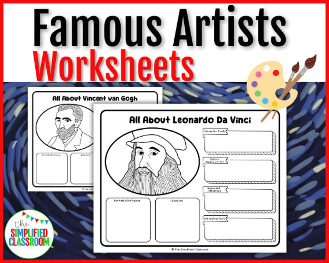 Famous Artist Worksheets - Etsy
