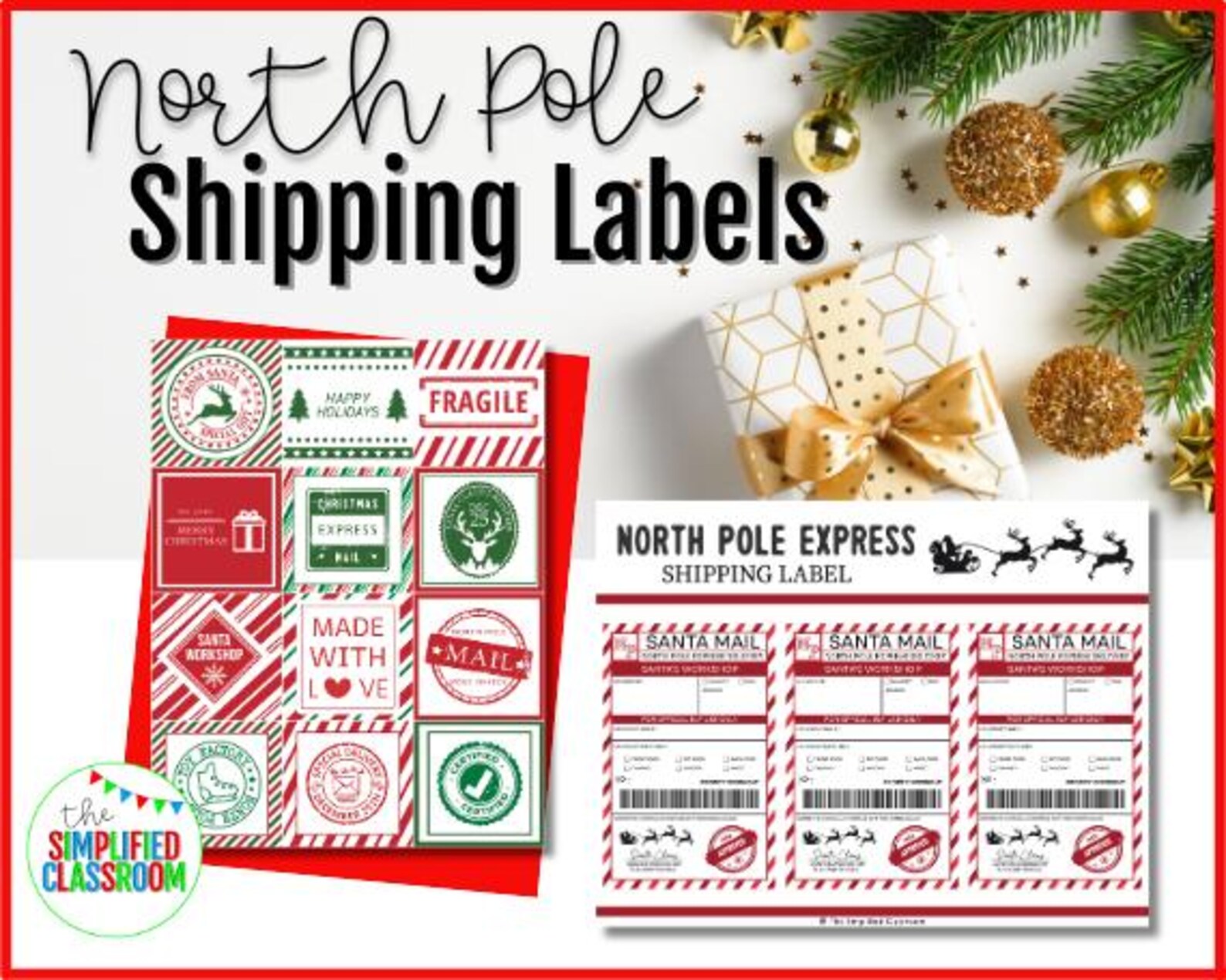 North Pole Shipping Labels and Stamps - Etsy