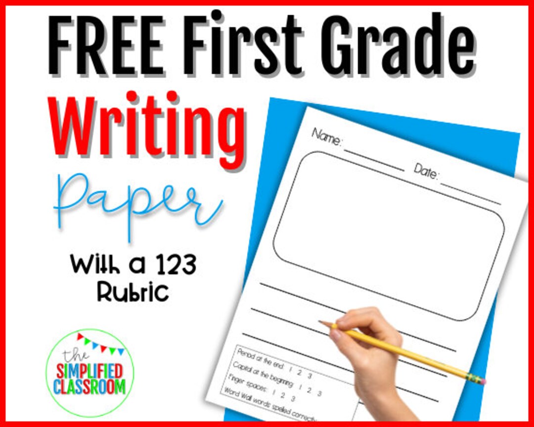 FREE First Grade Writing Paper With a 1 2 3 Rubric - Etsy