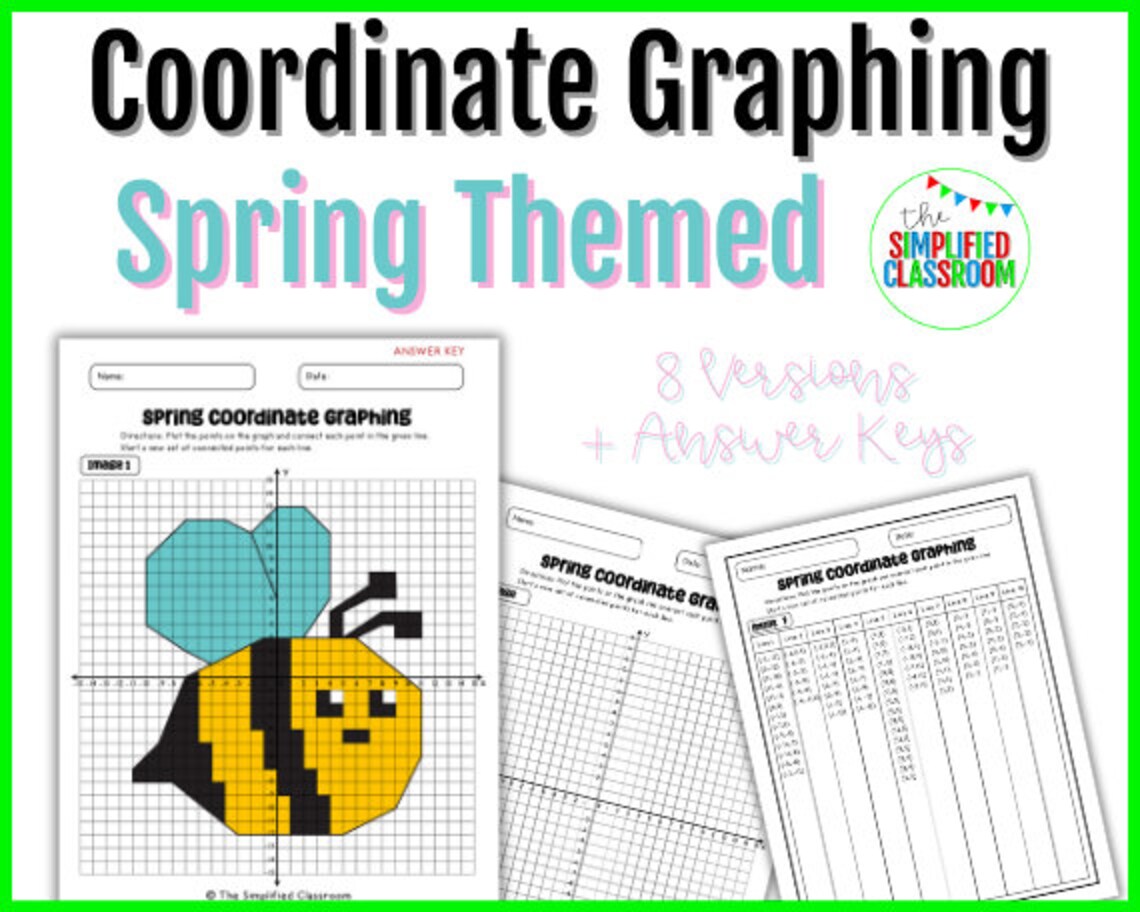 Spring Coordinate Graphing Math Worksheets Printable Digital Download ...