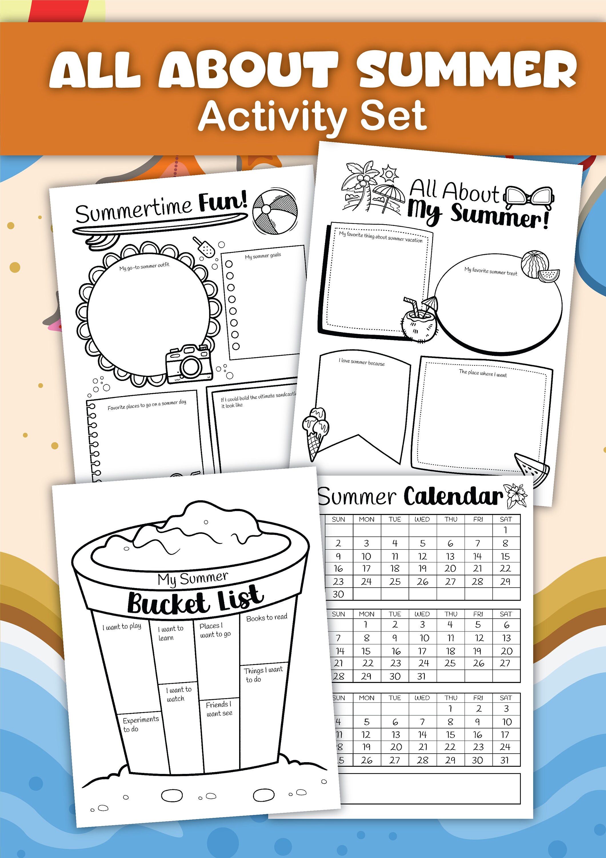 All About Summer Activity Set - Etsy